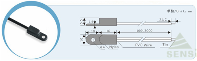 Nylon Tube NTC Surface Mount Temperature Sensor